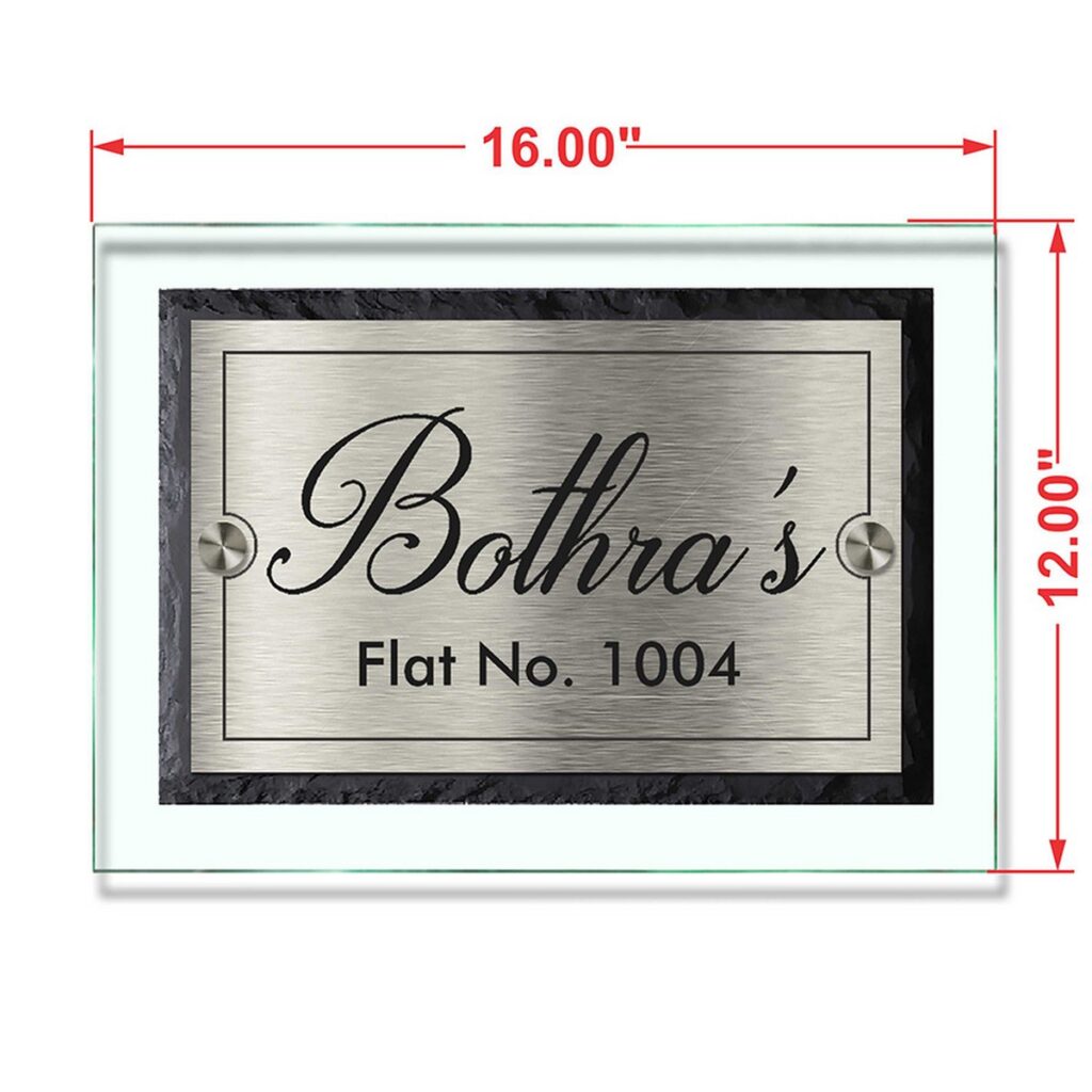 Black Stone Stainless Steel Etching Nameplate | G+BS+SS – KalaKruti India