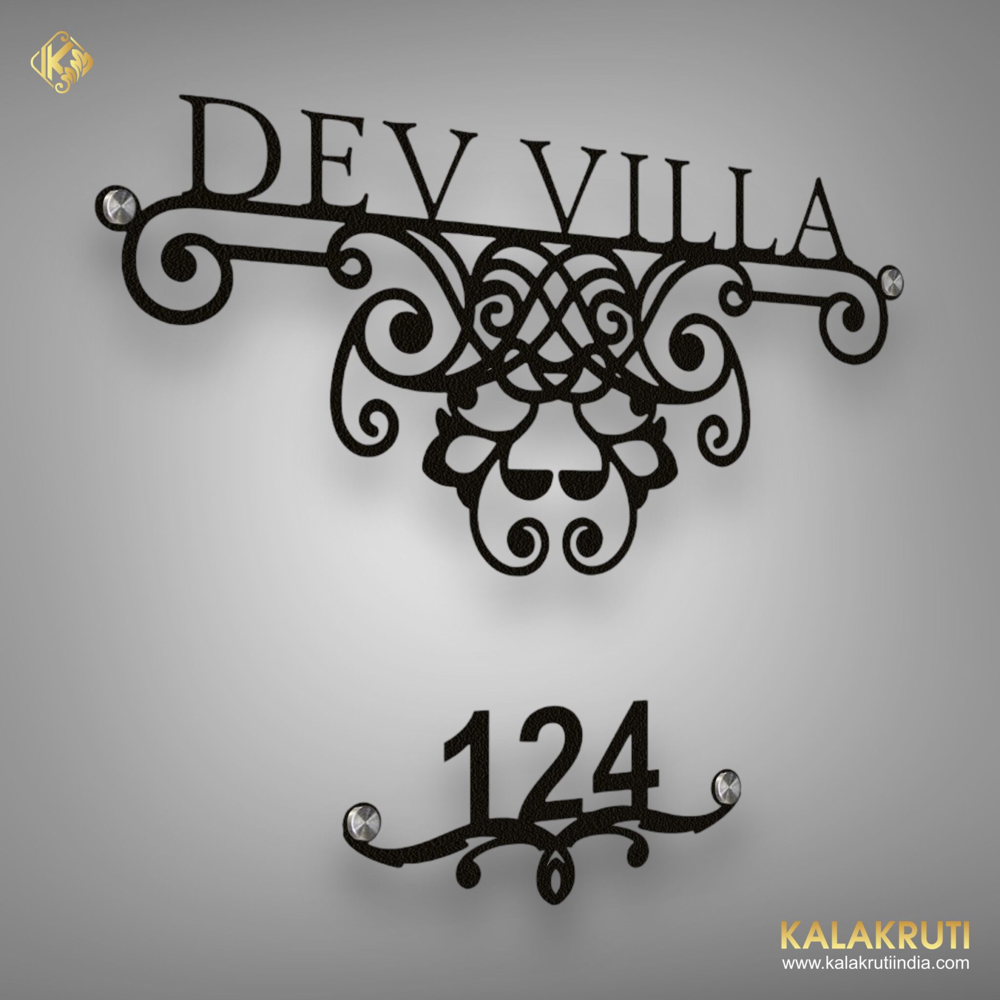 Black Stainless Steel Nameplate | Shankar Villa