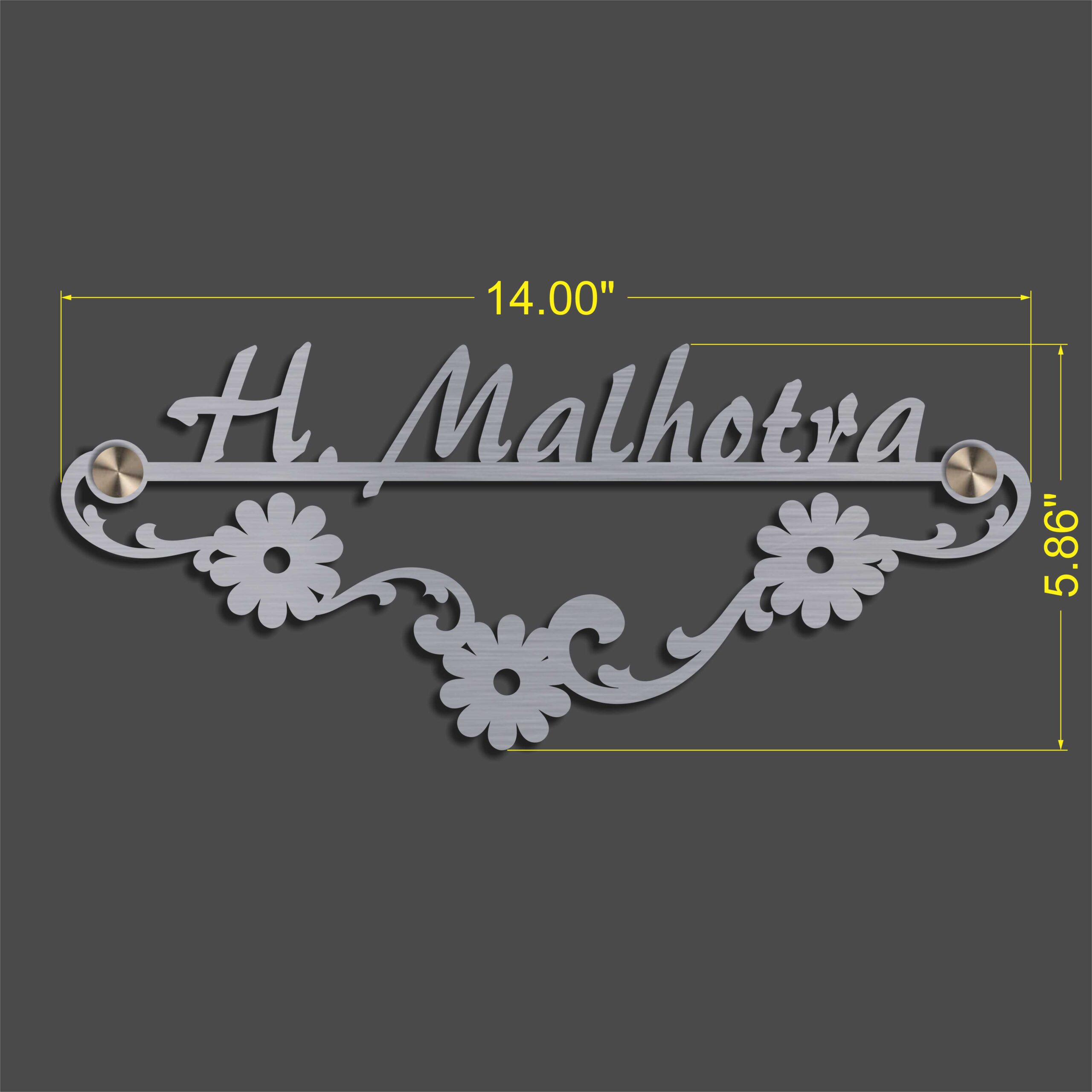 Malhotra Stainless Steel Laser Cut Nameplate 😍 Customizable