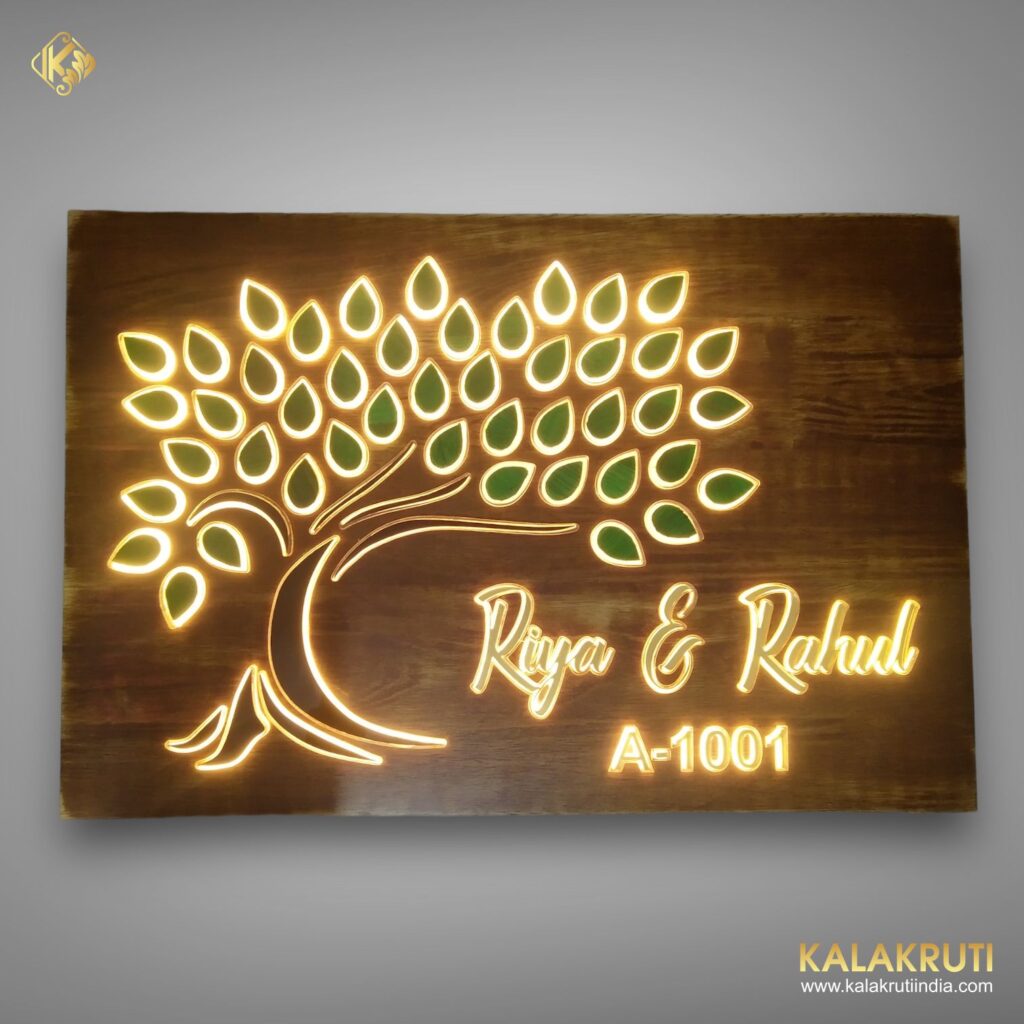 The Riya & Rahul LED Nameplate 😍 Illuminate Your Home