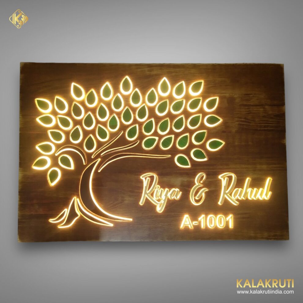 The Riya & Rahul LED Nameplate 😍 Illuminate Your Home