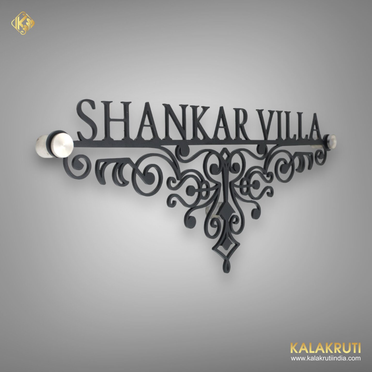 Black Stainless Steel Nameplate | Shankar Villa