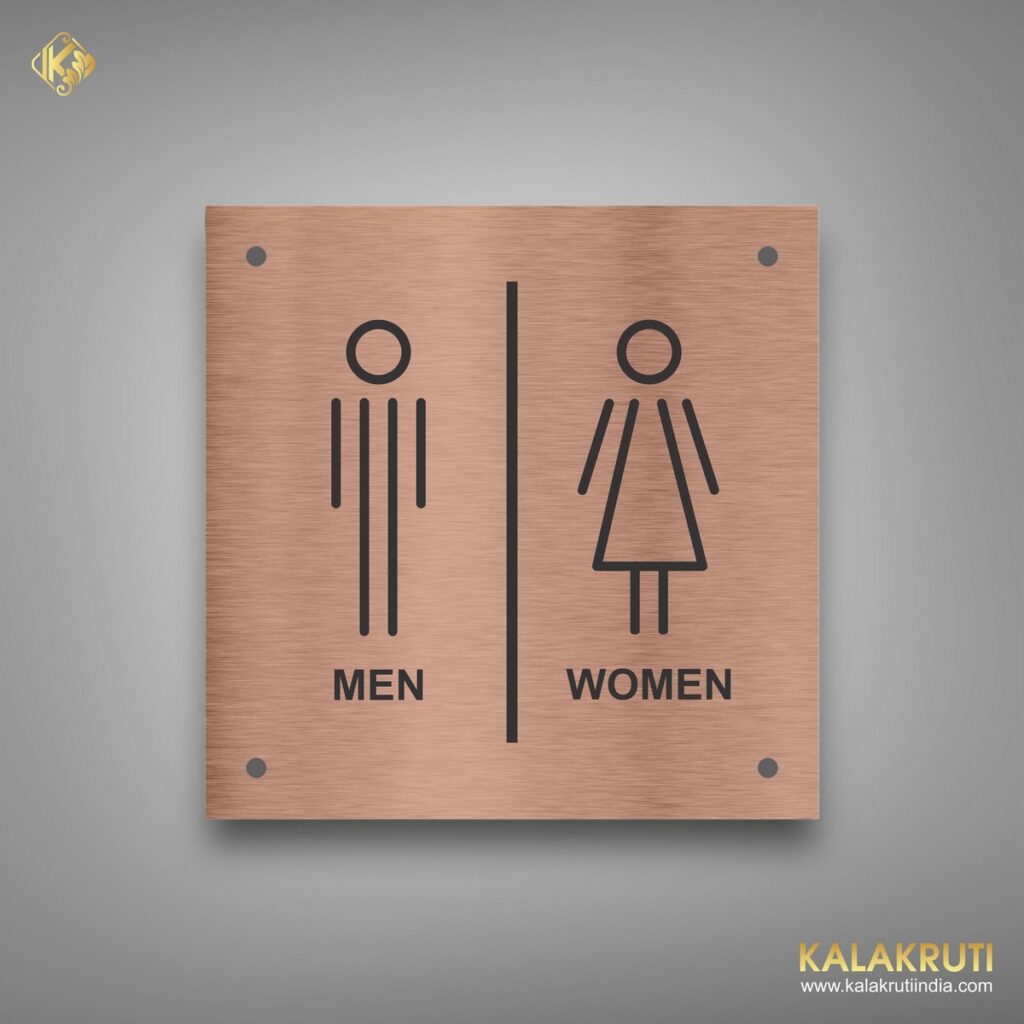 Standing Male Women Toilet Sign Board | With Text