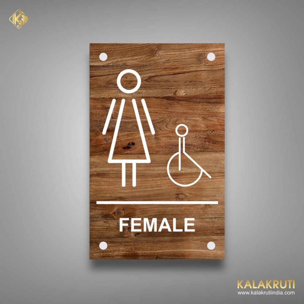Female Toilet Sign Board With Text | High Quality