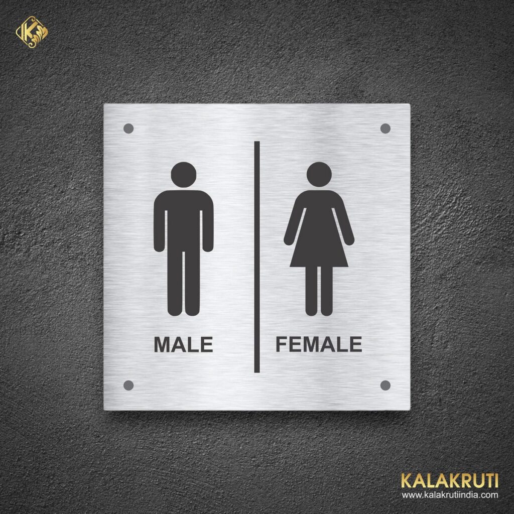 Steel Male Female Sign Without Text 😍 Restroom Signage