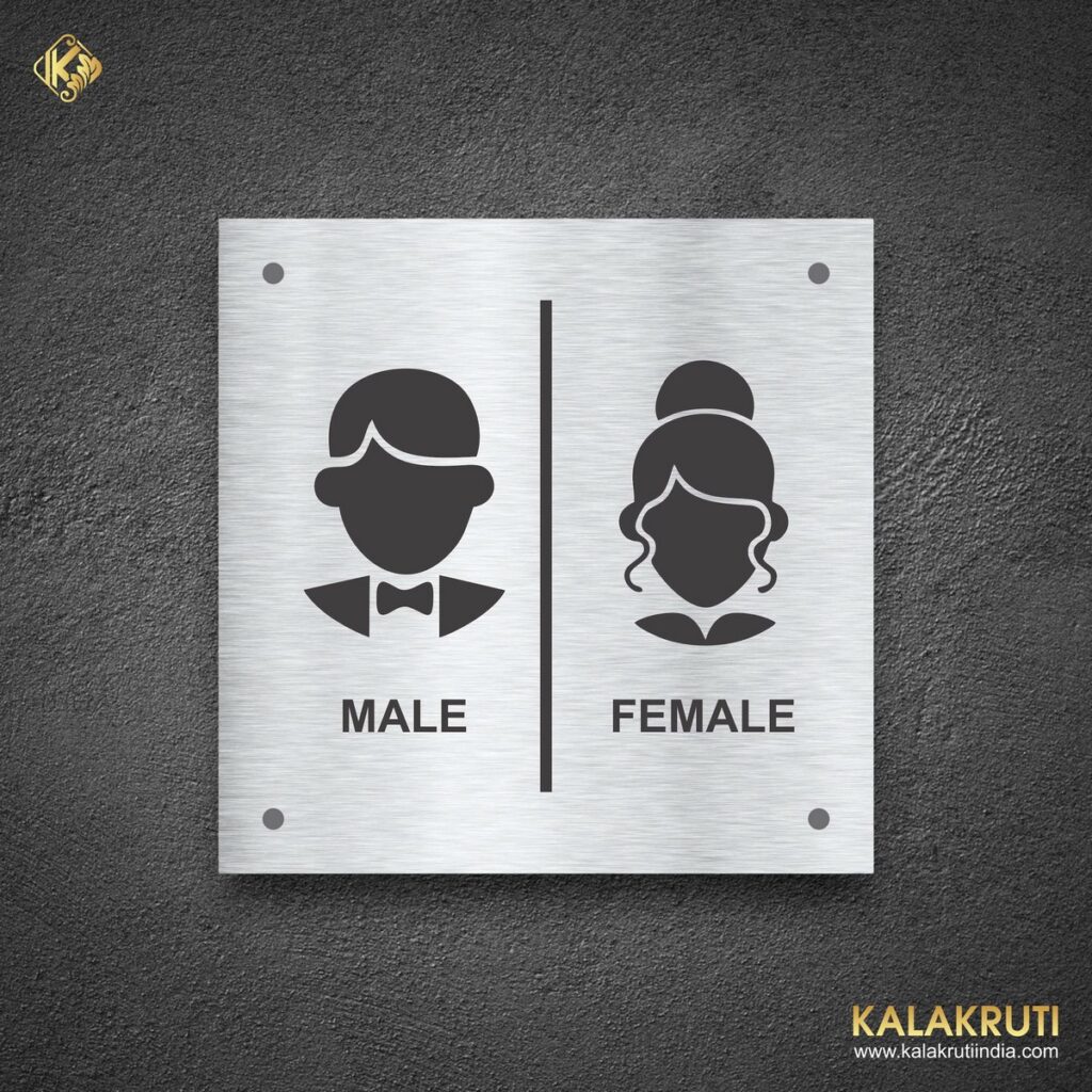 Standing Male Women Toilet Sign Board | With Text