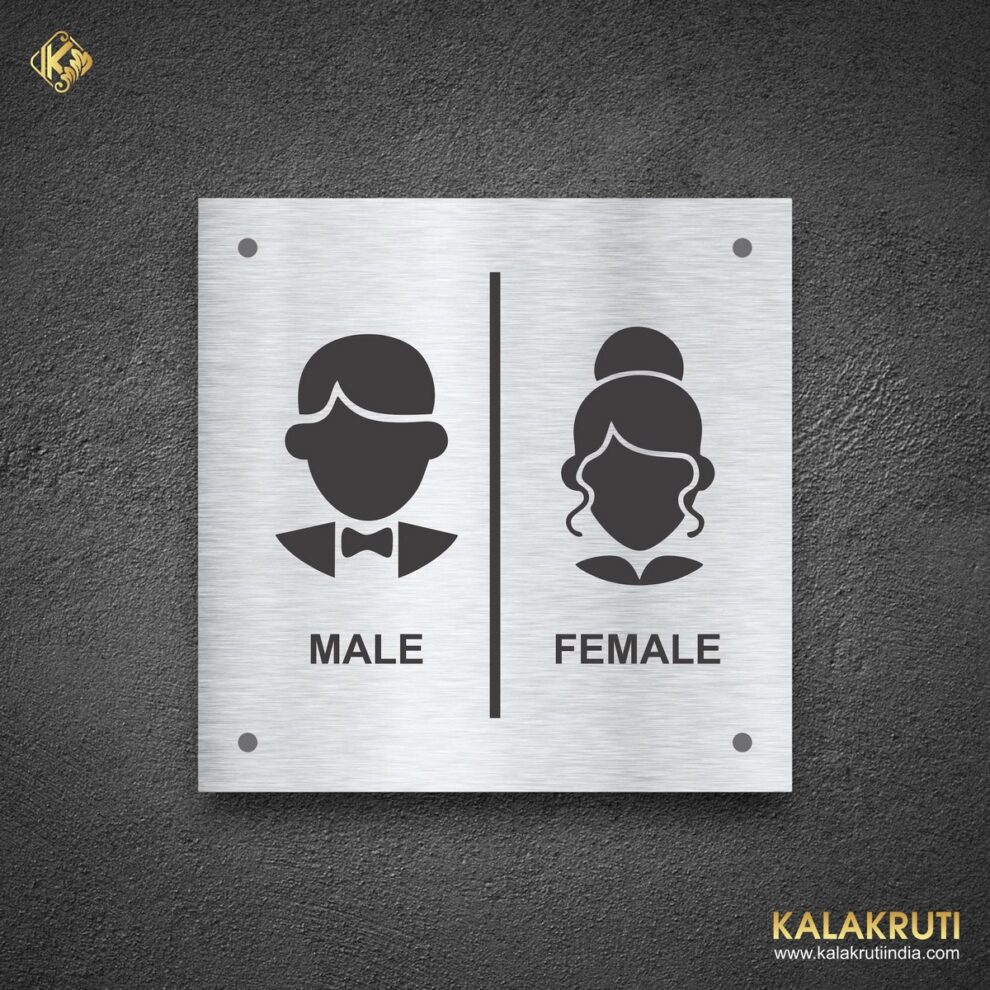 Standing Male Women Toilet Sign Board | With Text