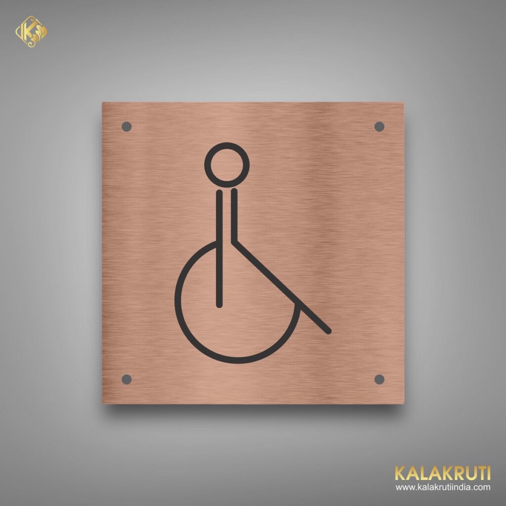 Female Handicapped Sign Board with Text | Copper Grace