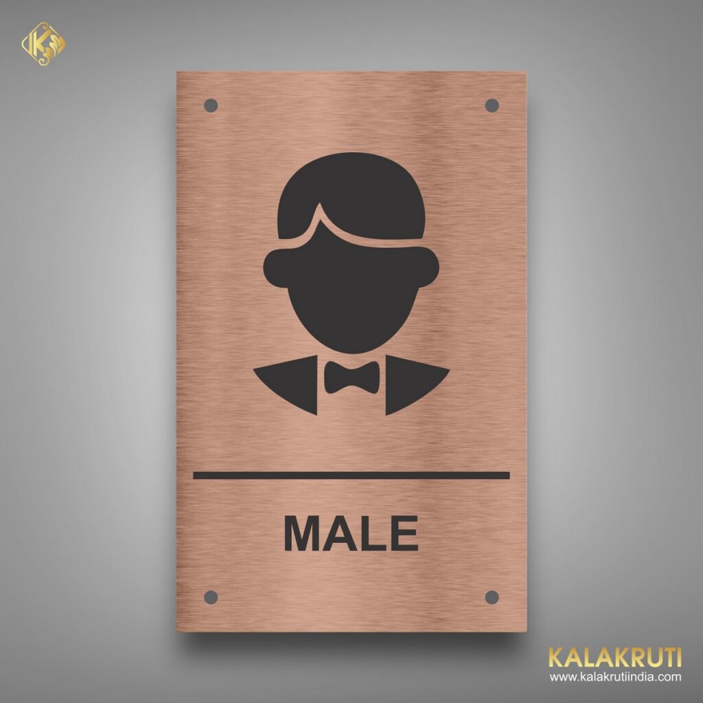 Attractive Copper Male Restroom Signage with Custom Text