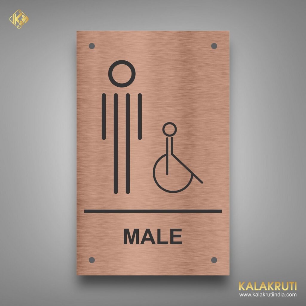 Copper Male Handicapped Toilet Signage | Text Included