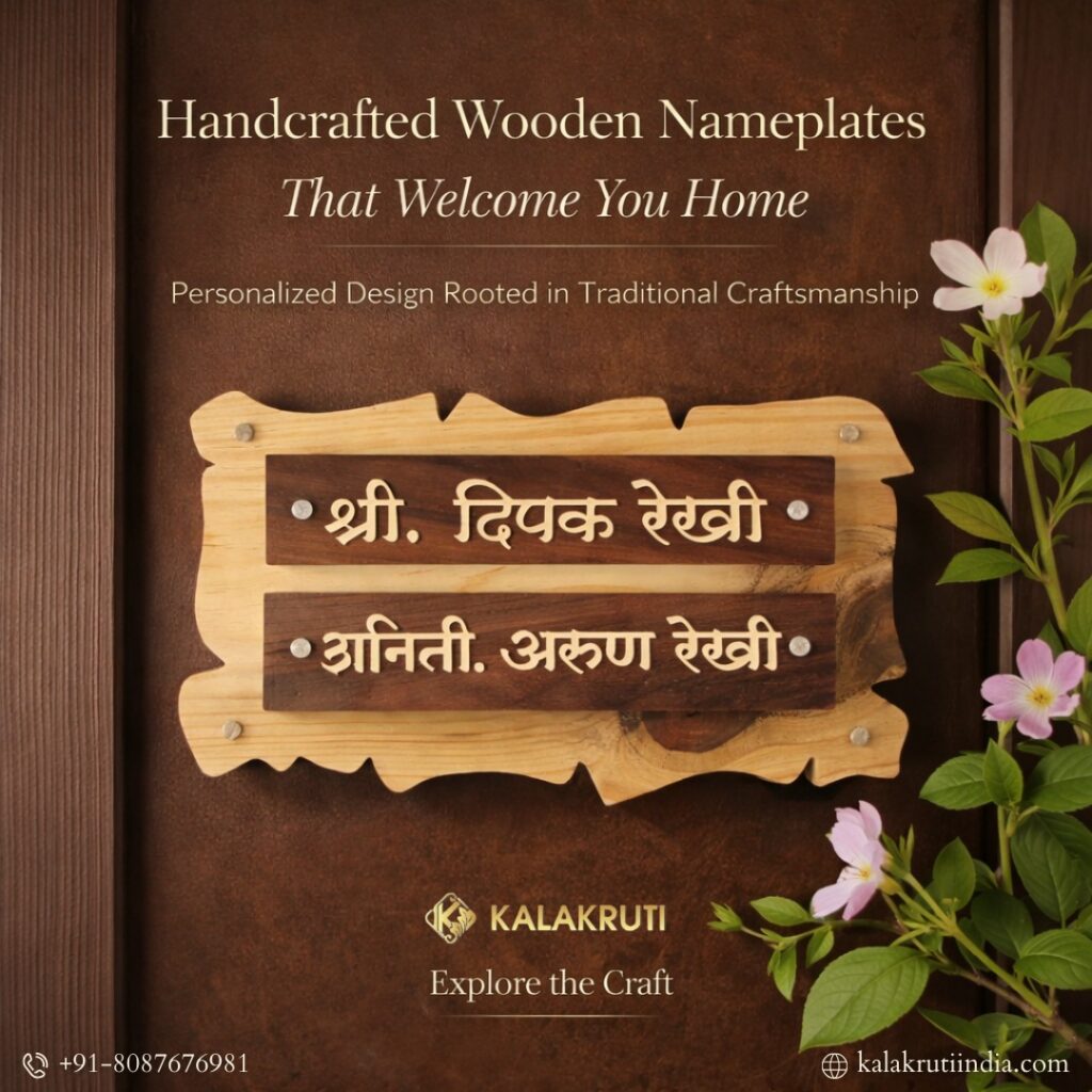 Handcrafted Wooden Nameplates That Welcome You Home | KalaKruti India